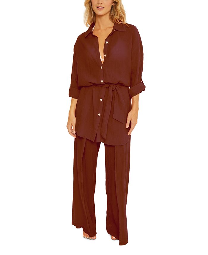 Becca Women's Women's Cotton Shirtdress Cover-Up & Reviews - Swimsuits ...