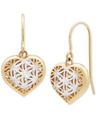 Openwork Heart Drop Earrings in 10k Gold, Created for Macy's - Macy's