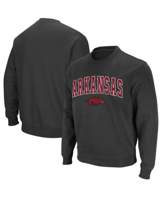 Men's Colosseum Charcoal Arkansas Razorbacks Arch and Logo Crew Neck ...