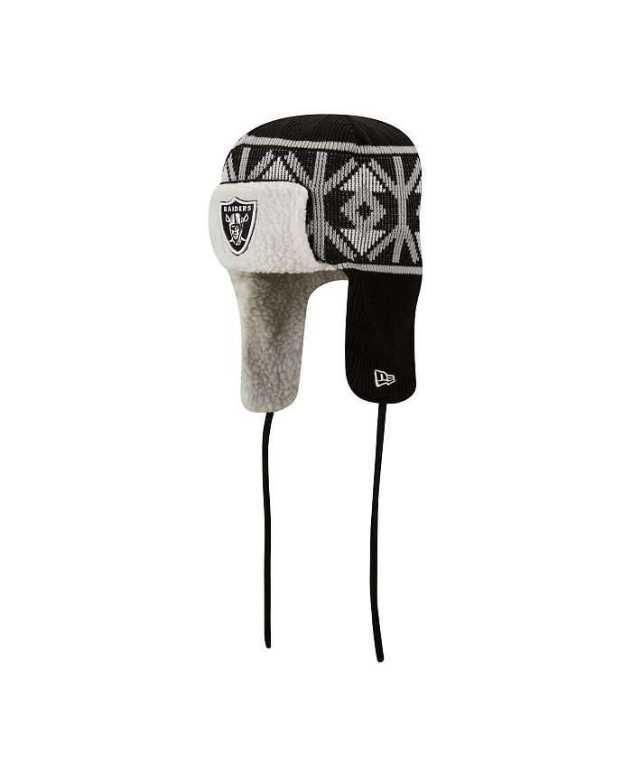 New Era Men's Black Las Vegas Raiders Knit Trapper Hat - Macy's
