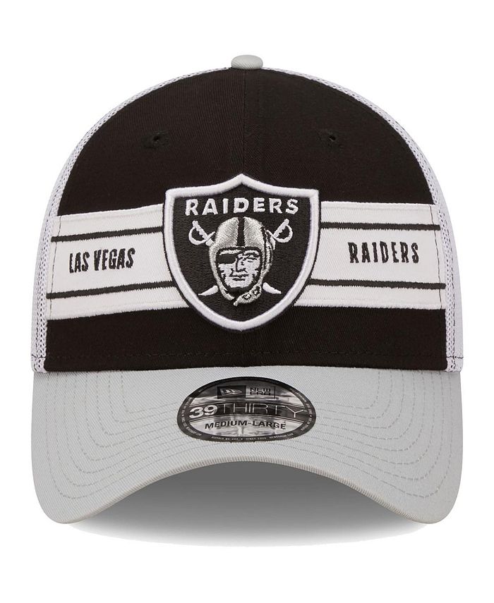 New Era Men's Black, Gray Las Vegas Raiders Team Banded 39Thirty Flex ...