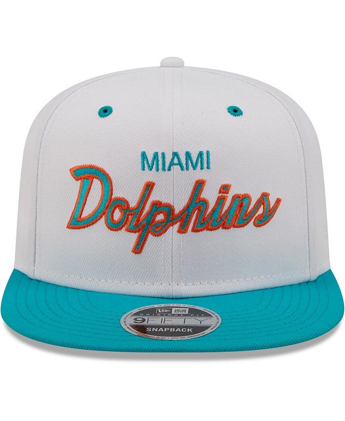 New Era Men's White, Aqua Miami Dolphins Sparky Original 9FIFTY ...