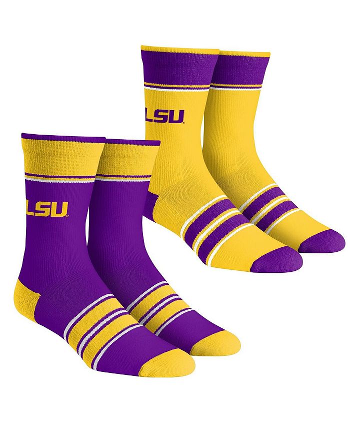 Rock 'Em Men's and Women's Socks LSU Tigers Multi-Stripe 2-Pack Team ...