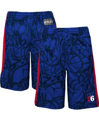 Big Boys Royal Philadelphia 76ers Scribble Dribble Baller Shorts - Macy's