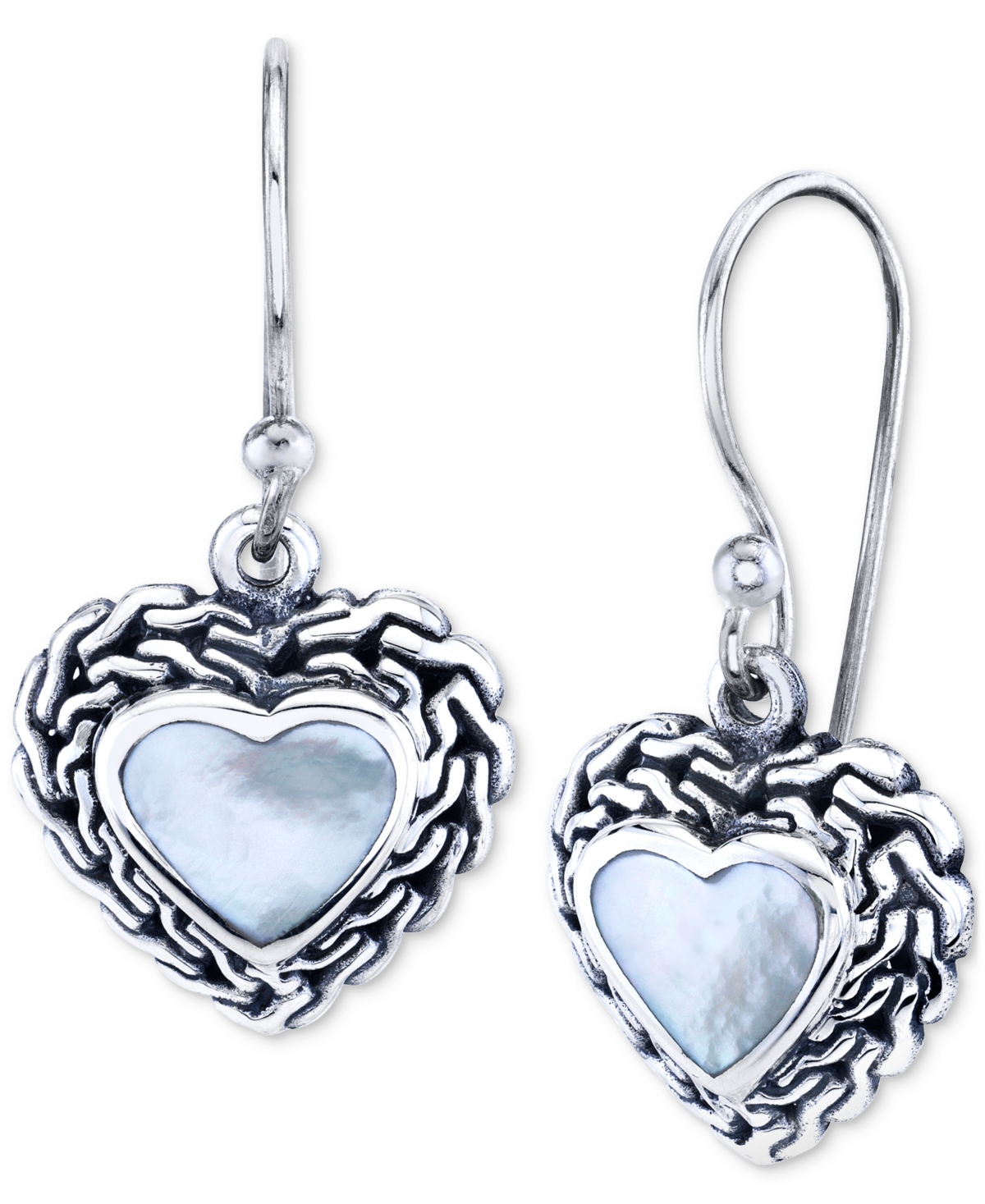 Click here for White Mother Of Pearl Heart Drop Earrings in Sterl... prices