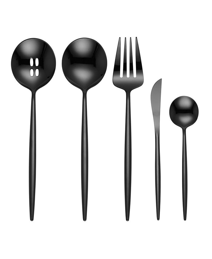 Hampton Forge Skandia Zephyr Black 45 Piece Flatware Set, Service For 8 ...