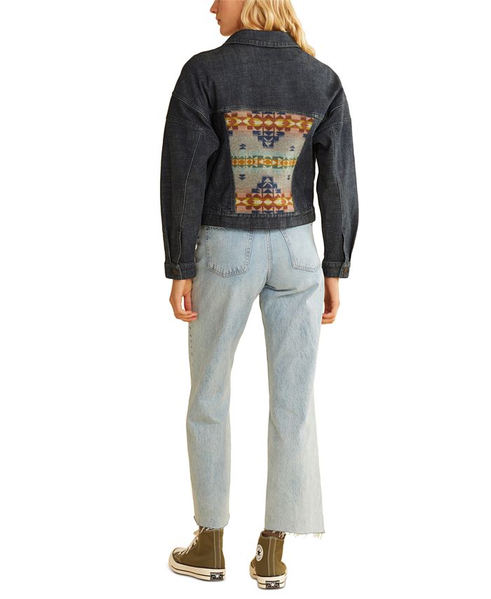 Pendleton Women's Printed Panel Detail Denim Trucker Jacket - Macy's