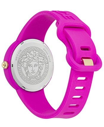 Versace Women's Swiss Medusa Pop Pink Silicone Strap Watch 39mm - Macy's