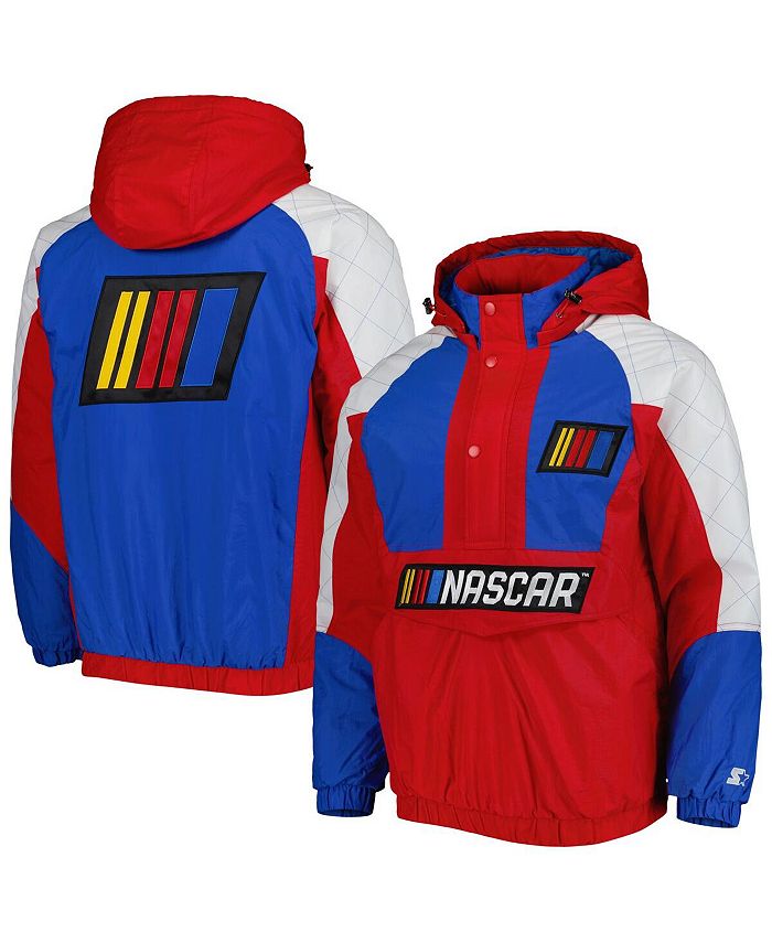 Starter Men's Red, Blue NASCAR The Body Check Half-Snap Pullover Jacket ...