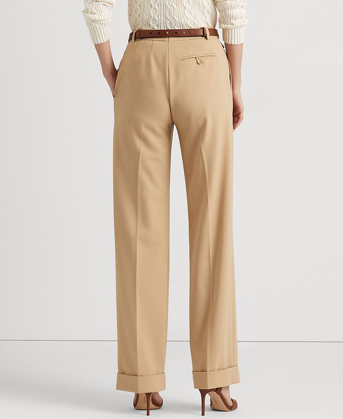 Lauren Ralph Lauren Women's Pleated Wool-Blend Twill Pants - Macy's