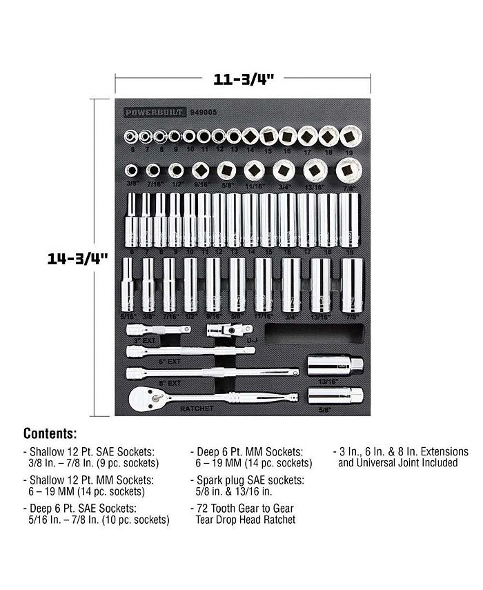 Powerbuilt 54 Piece Pro Tech 3/8 in. Dr. SAE & Metric Socket Set - Macy's