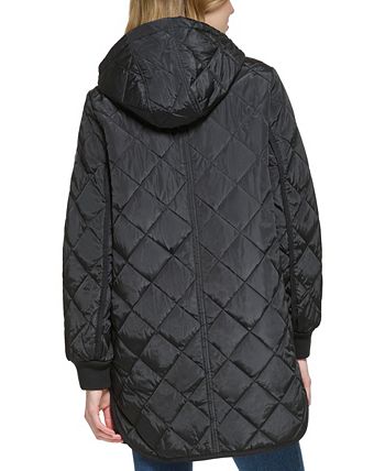 DKNY Women's Hooded Diamond Quilted Coat - Macy's