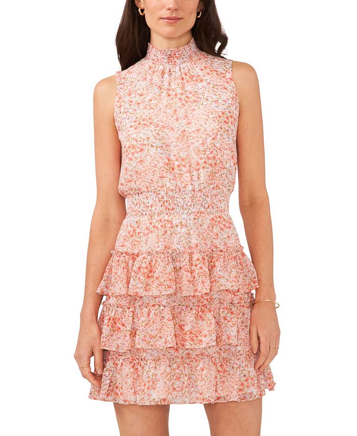 1.STATE Women's Printed Sleeveless Smocked Neck Dress - Macy's