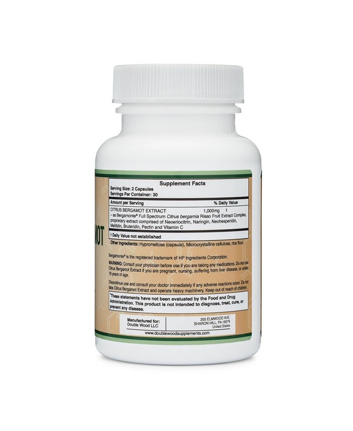 Double Wood Supplements Citrus Bergamot Extract 60 Capsules 1000 Mg