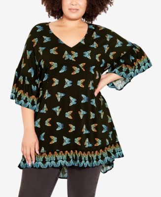 AVENUE Plus Size Harp Border Tunic - Macy's