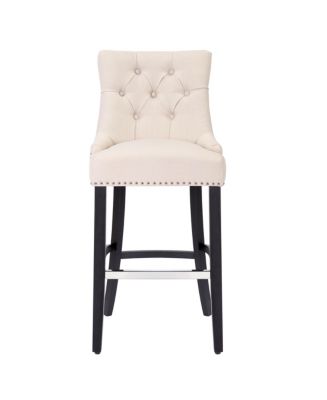 29" Linen Fabric Tufted Buttons Upholstered Wingback Bar Stool - Macy's
