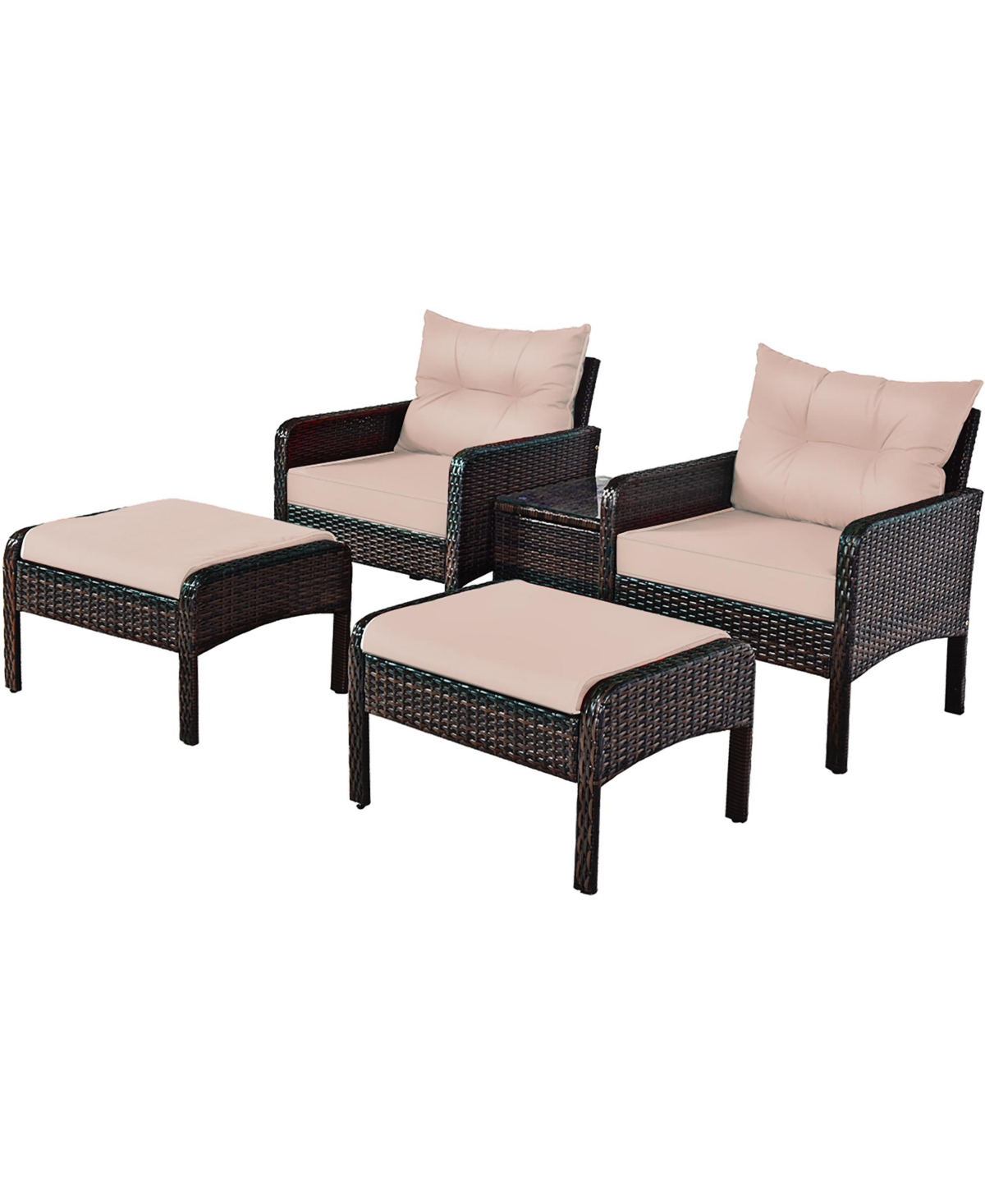 Click here for Costway 5 Pcs Rattan Wicker Furniture Set Sofa Ott... prices