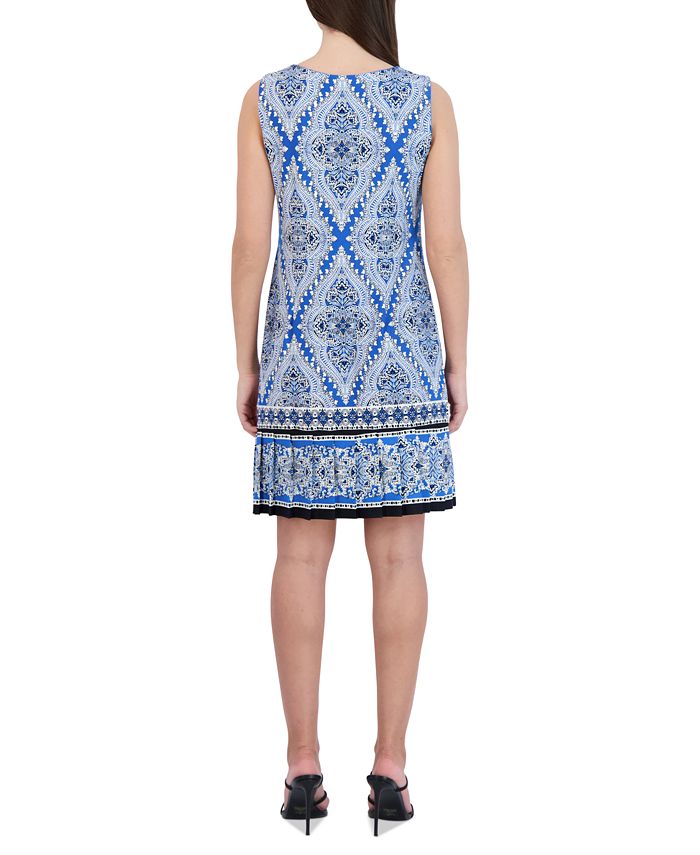 Sandra Darren Petite Printed Sleeveless Pleated-Hem Dress - Macy's