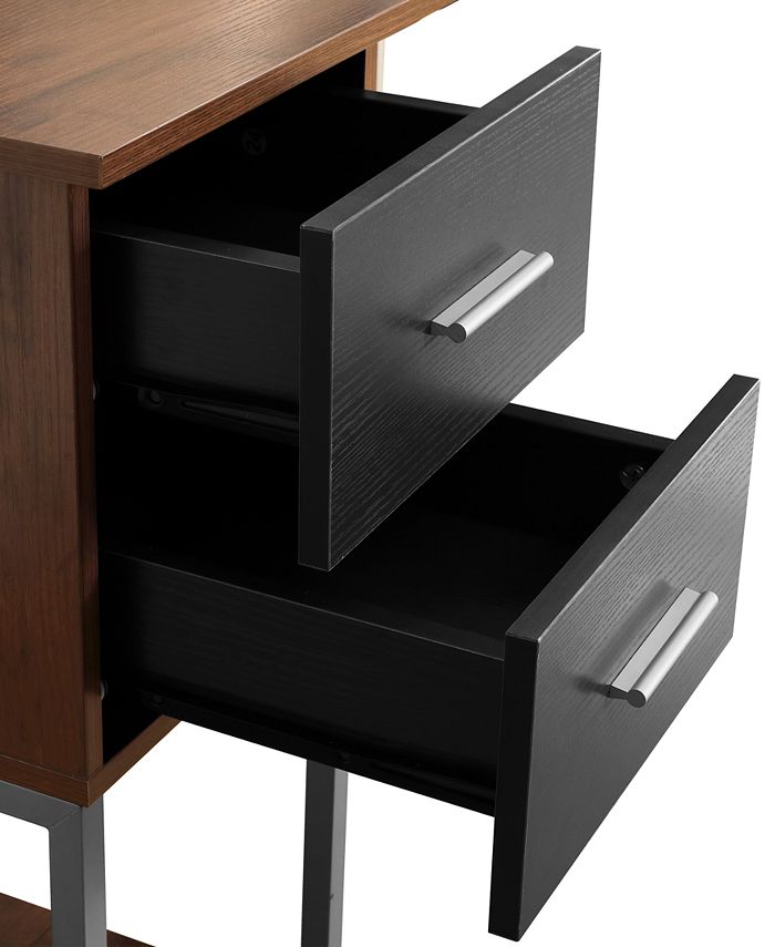 Techni Mobili Wood L-Shape with Hutch and Storage Desk - Macy's