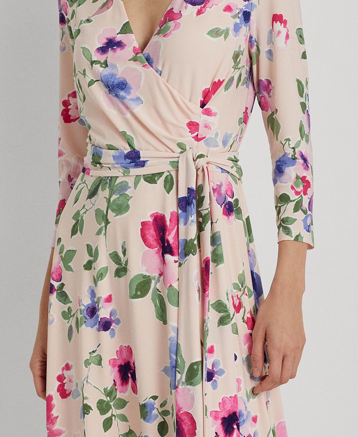 Lauren Ralph Lauren Womens Floral Surplice Jersey Dress Macys