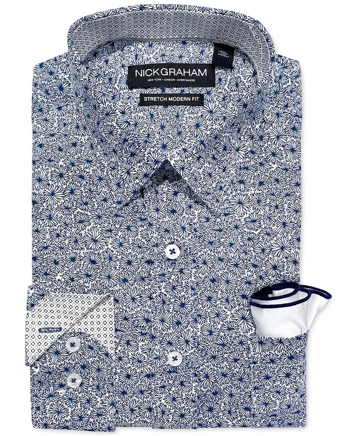 Nick Graham Men's Modern-Fit Floral Dress Shirt - Macy's