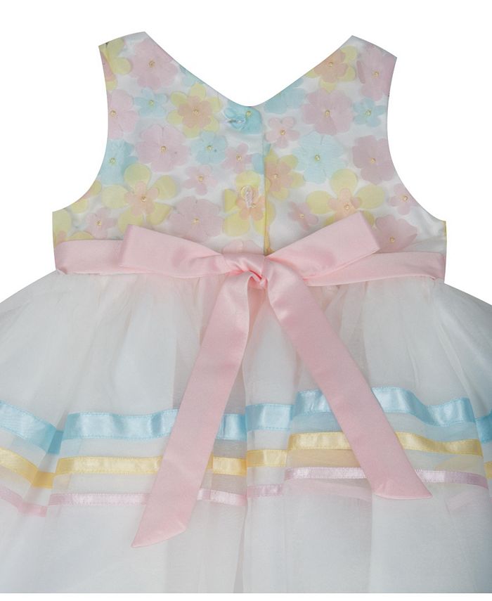 Rare Editions Baby Girls 3D Floral Mesh Organza Ribbon Skirt Dress - Macy's