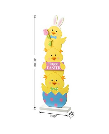 Glitzhome 30" H Easter Wooden Stacked Chicks Porch Decor - Macy's