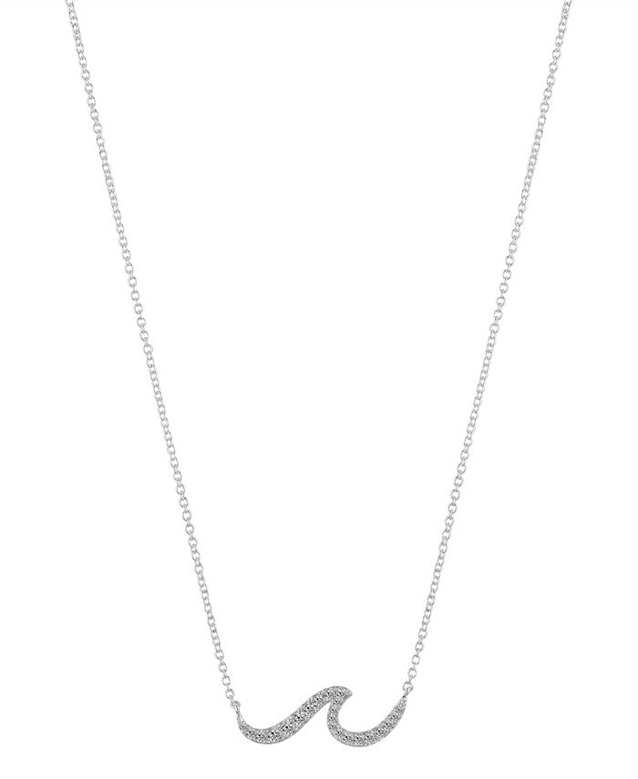 Unwritten Fine Silver Plated Cubic Zirconia Wave Design Necklace - Macy's