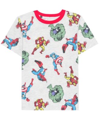 Hybrid Toddler Boys Marvel All over Print Ringer Short Sleeve T-shirt ...