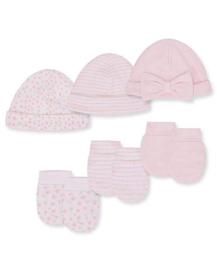 Little Me Baby Girls Hats and Scratch Mittens, 6 Piece Set - Macy's