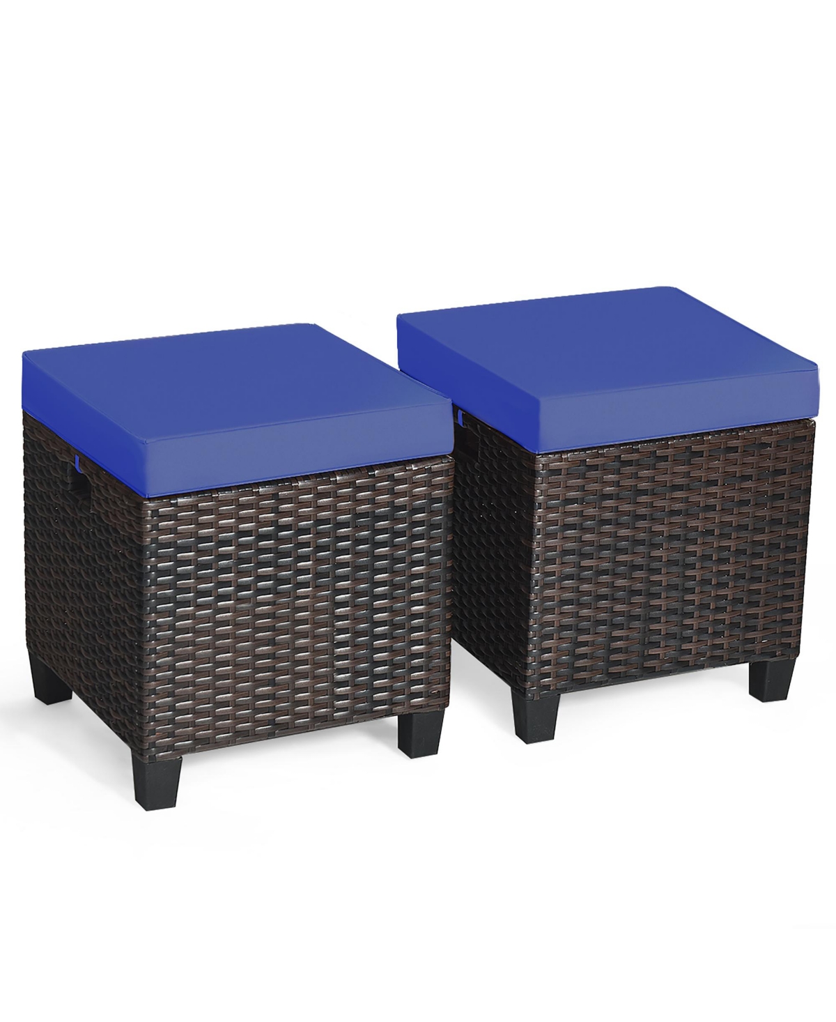 Click here for 2PCS Patio Rattan Ottoman Cushioned Seat Foot Rest... prices