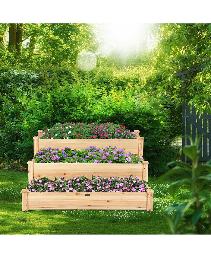 Costway 3 Tier Wooden Raised Vegetable Garden Bed Elevated Planter Kit