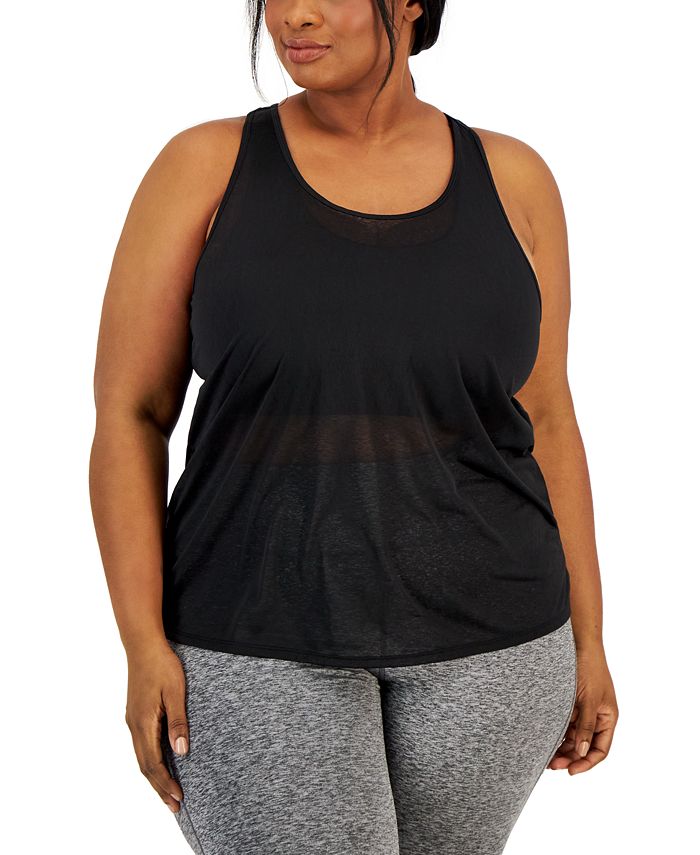 Id Ideology Plus Size Ultra Light Sheer Racerback Tank Top Created For