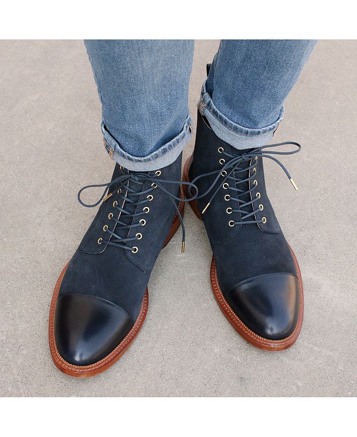 Taft Men's Troy Handcrafted Leather and Suede Dress Boots - Macy's