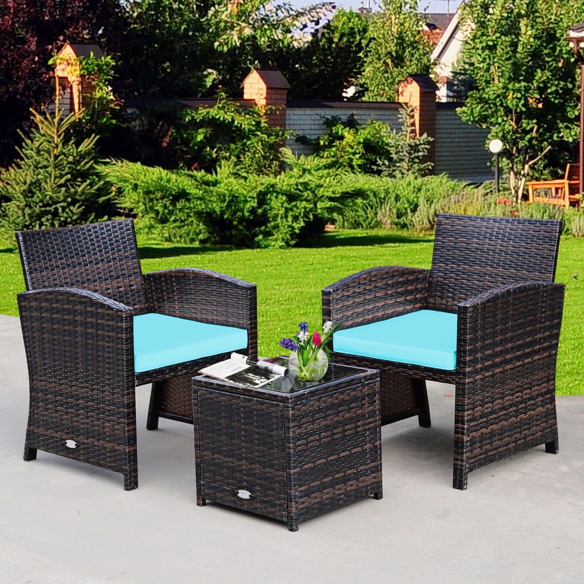 Click here for 3PCS Patio Rattan Wicker Furniture Cushion Sofa Co... prices