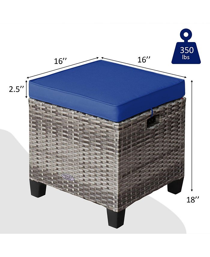 Costway 2PCS Patio Rattan Cushioned Ottoman Seat Foot Rest Table - Macy's