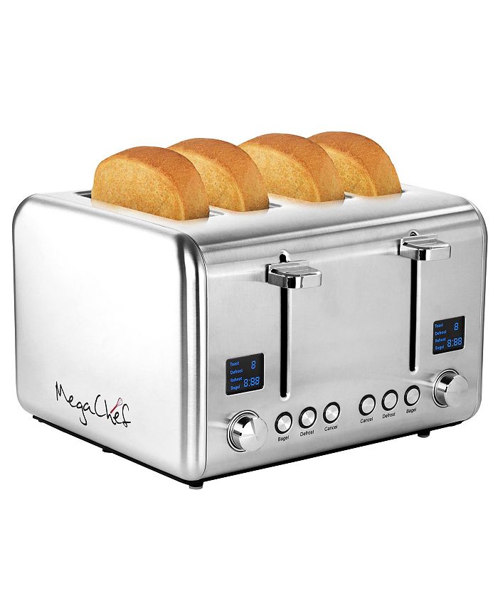 MegaChef 4 Slice Toaster in Stainless Steel with Digital Display - Macy's