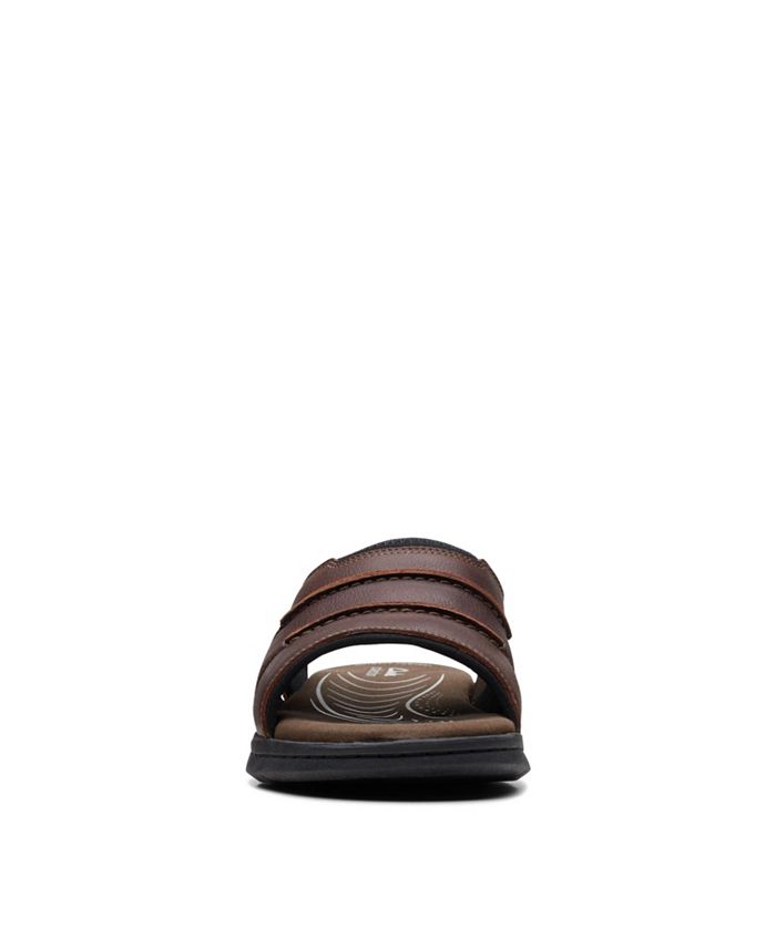 Clarks Men's Leather Walkford Easy Slide Sandals - Macy's