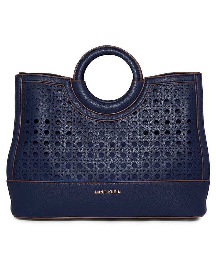 Anne Klein Medium Perforated Rounded Top Handle Satchel Bag - Macy's