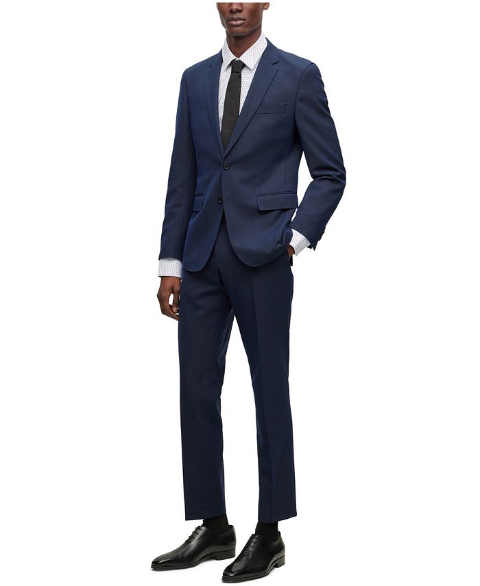 Hugo Boss Men's Geometric-Print Performance-Stretch Slim-Fit Dress ...
