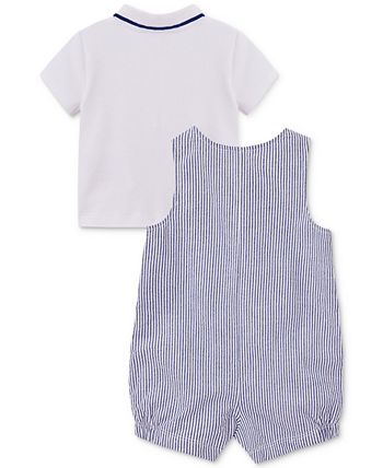 Little Me Baby Boys Puppy Shortall and Polo Shirt, 2 Piece Set - Macy's