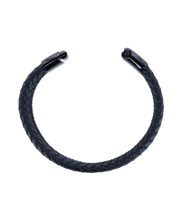 TRAFALGAR Simple Double Band Braided Secure Clasp Leather Bracelet - Macy's