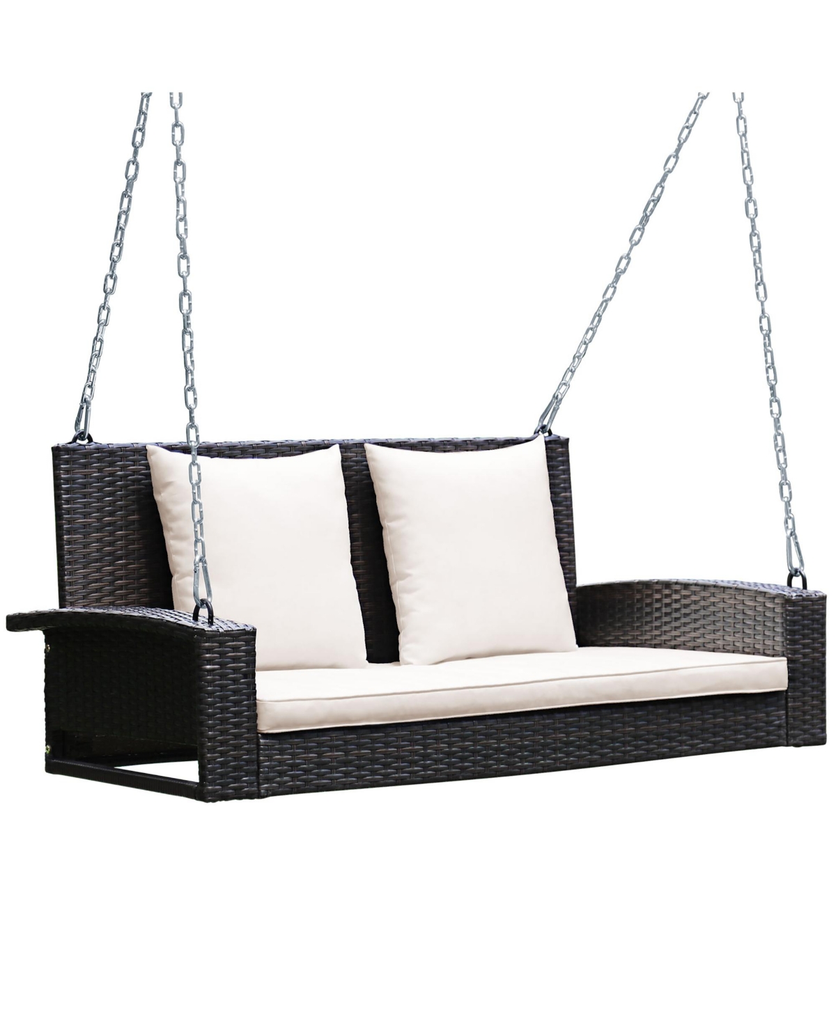 Click here for 2-Person Patio Rattan Hanging Porch Swing Bench Ch... prices