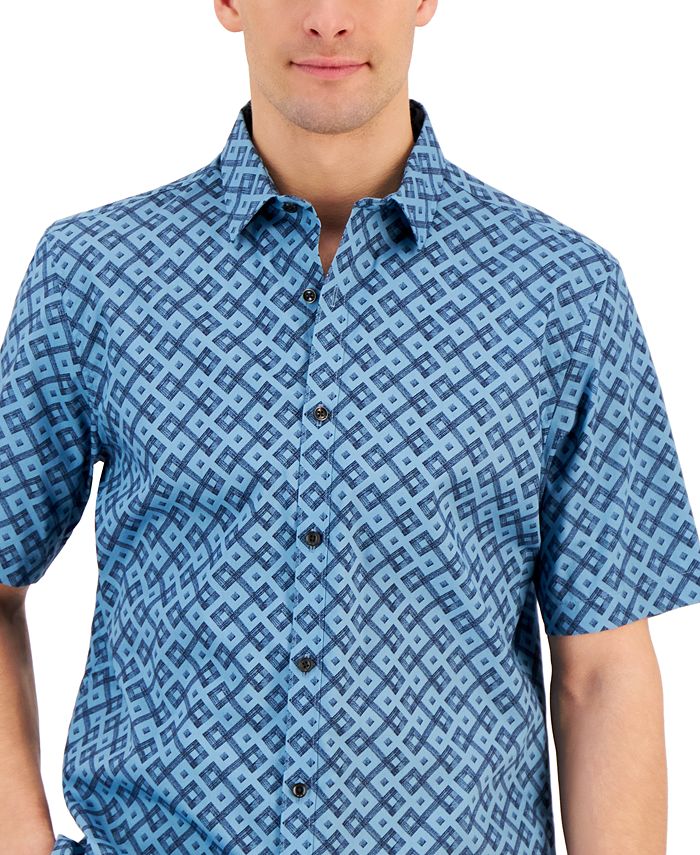 Alfani Men's Short-Sleeve Beyo Geometric-Print Shirt, Created for Macy ...
