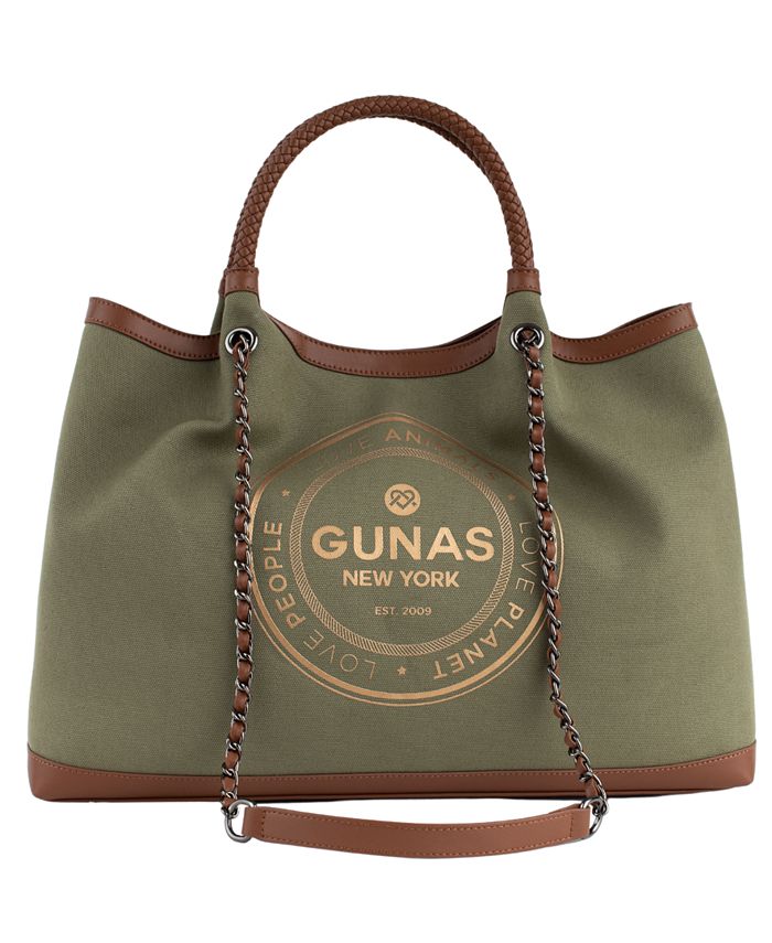 Gunas New York Ruth Canvas Tote and Makeup Pouch - Macy's