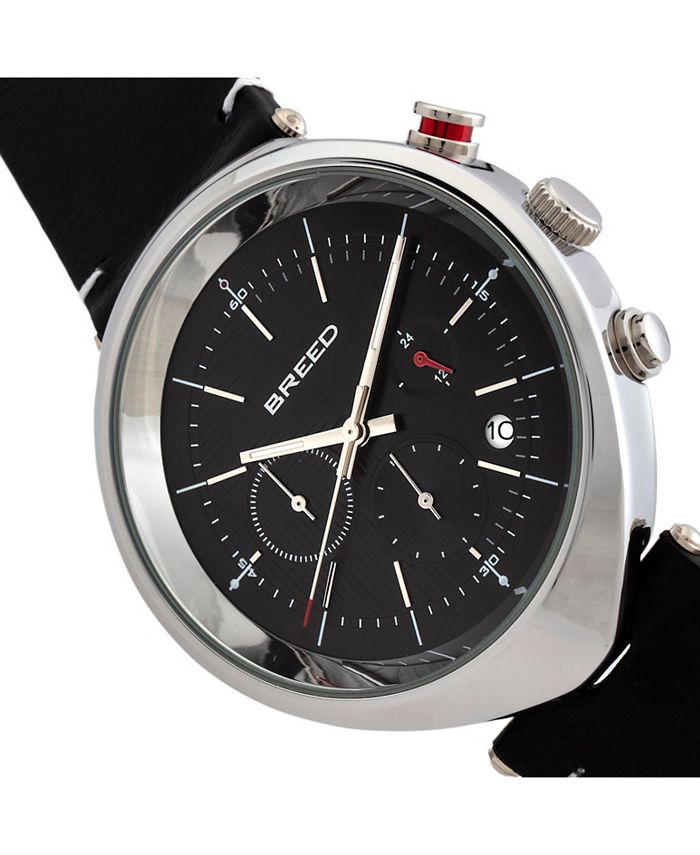 Breed Men Tempest Leather Watch - Black, 43mm - Macy's