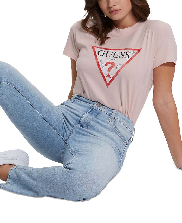 GUESS Women's Classic Fit Organic Cotton Logo T-Shirt - Macy's