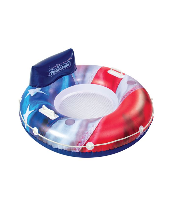 PoolCandy Stars Stripes Real Print River Tube with Back Rest 4 Piece ...