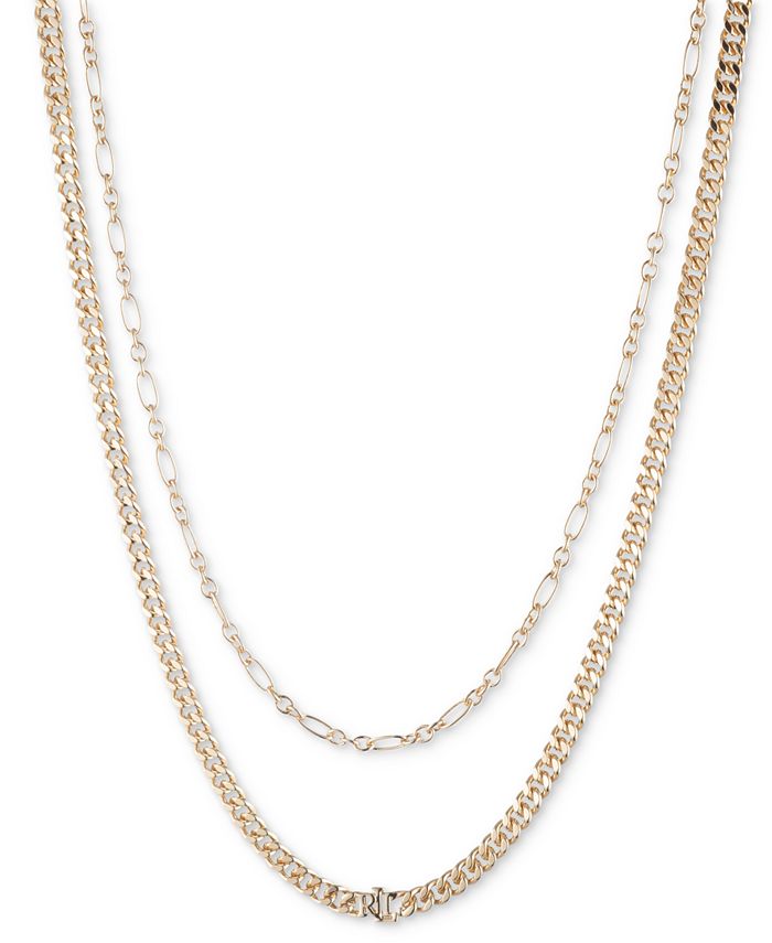 Lauren Ralph Lauren Gold-Tone Mixed Link & Logo Curb Chain 16" Layered ...