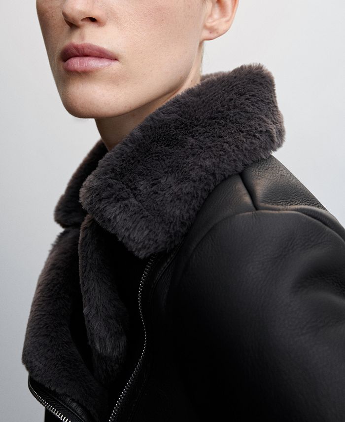 MANGO Women's Faux Shearling-Lined Jacket - Macy's